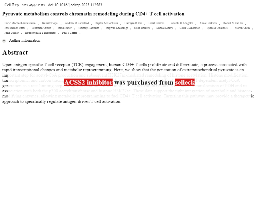 ACSS2 antagonist |ACSS2 inhibitor |ACSS2 agonist | ACSS2 activator