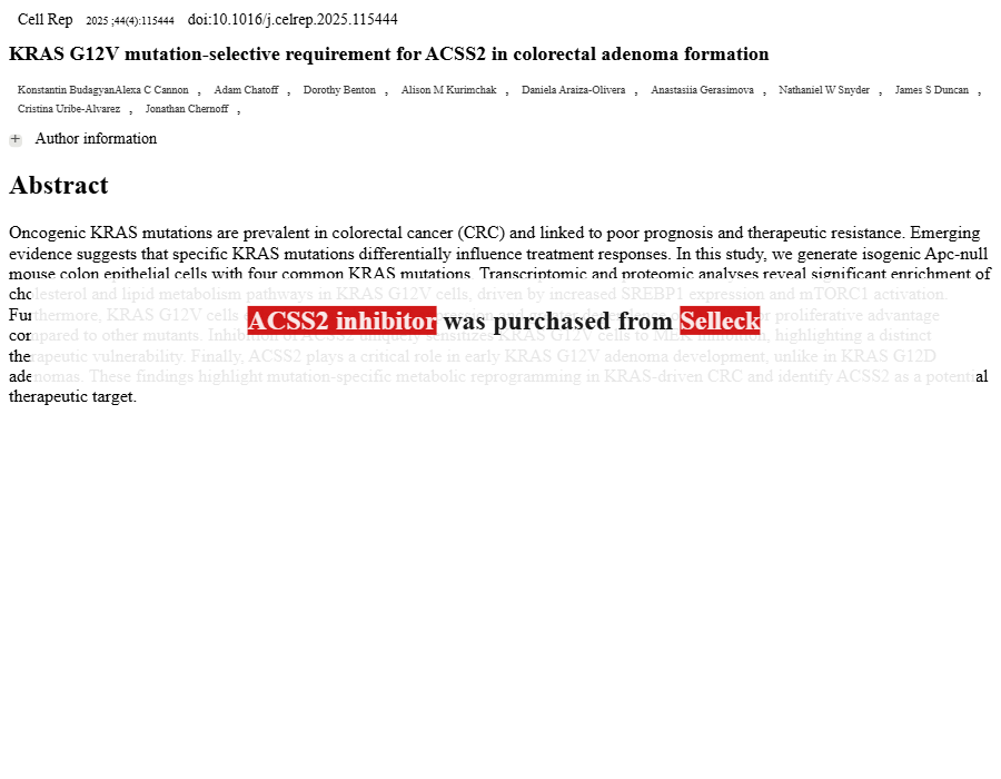 ACSS2 antagonist |ACSS2 inhibitor |ACSS2 agonist | ACSS2 activator