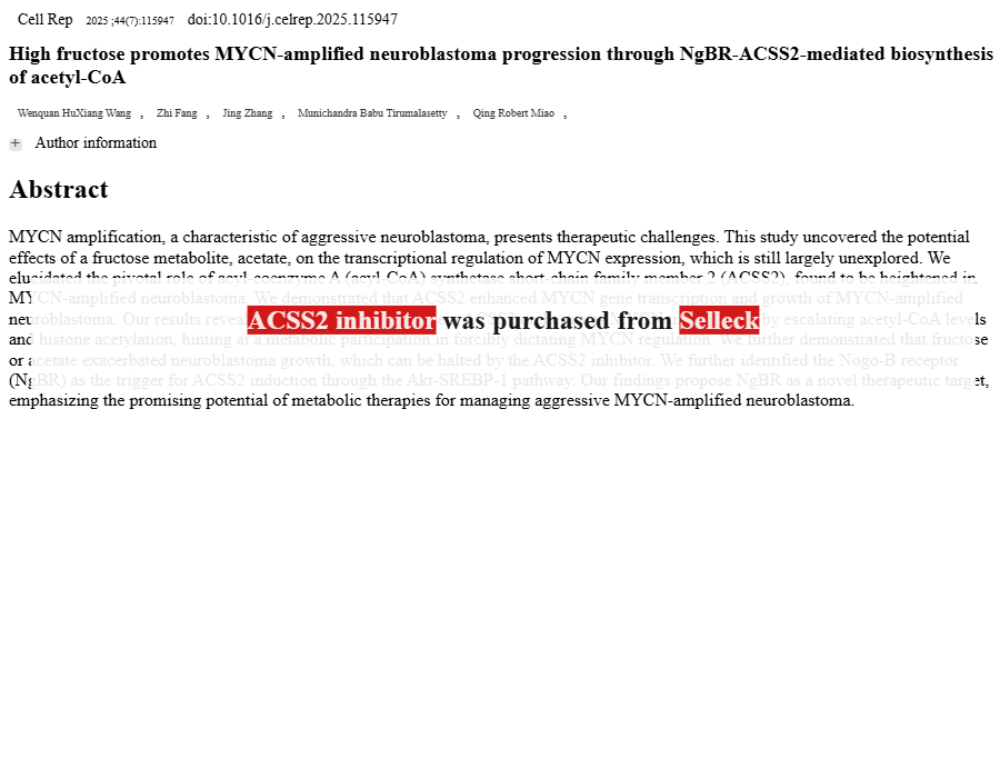 ACSS2 antagonist |ACSS2 inhibitor |ACSS2 agonist | ACSS2 activator