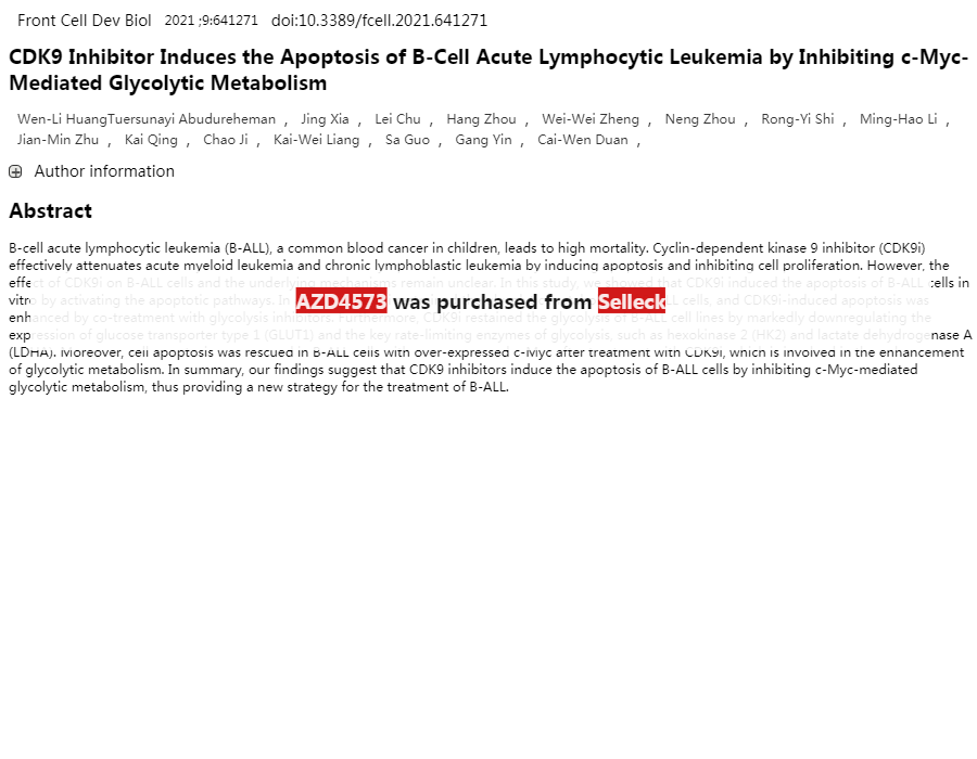 AZD4573 | ≥99%(HPLC) | Selleck | CDK inhibitor