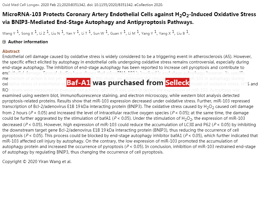 Bafilomycin A1 (Baf-A1) | ≥99%(HPLC) | Selleck | Proton Pump inhibitor