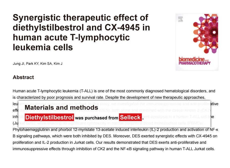 Diethylstilbestrol | ≥99%(HPLC) | Selleck | Estrogen/progestogen ...