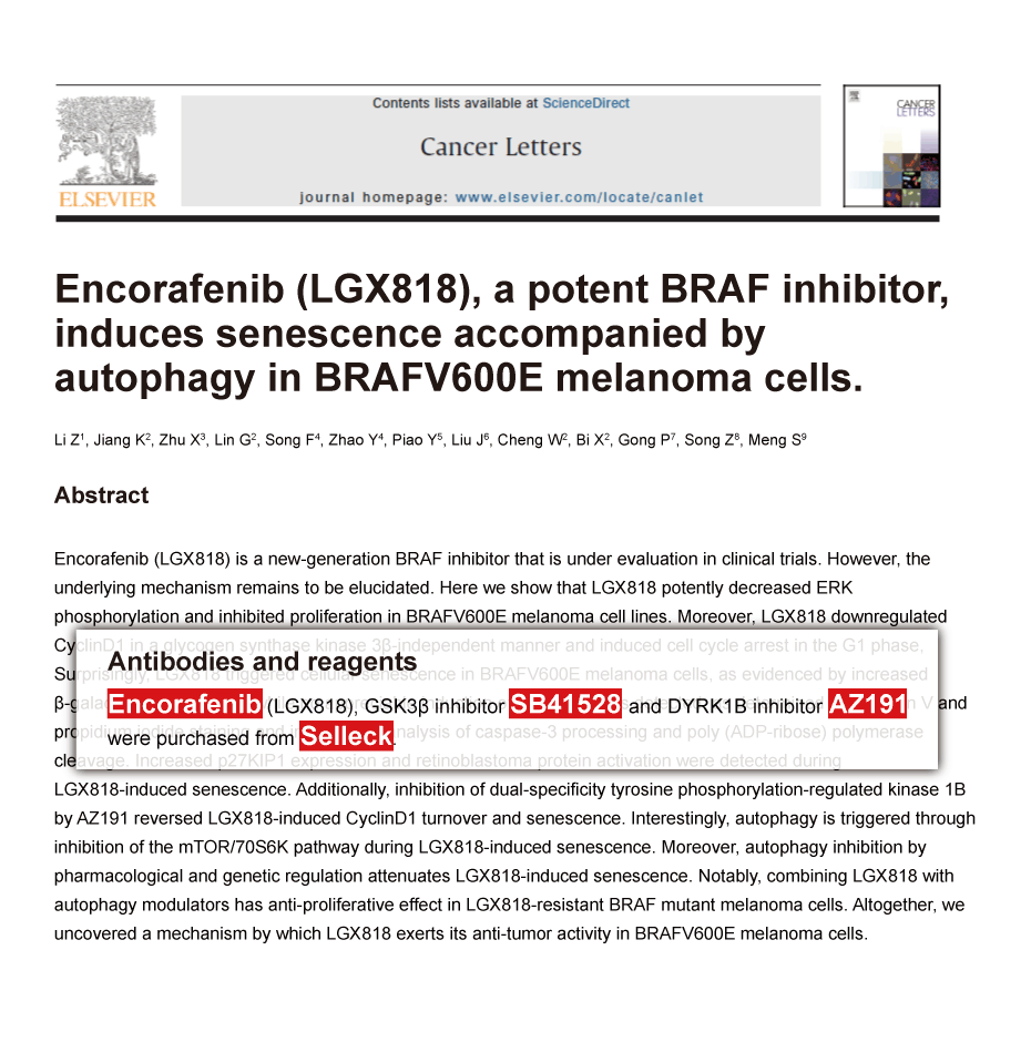 Encorafenib (LGX818) | Raf inhibitor | Read Reviews & Product Use Citations