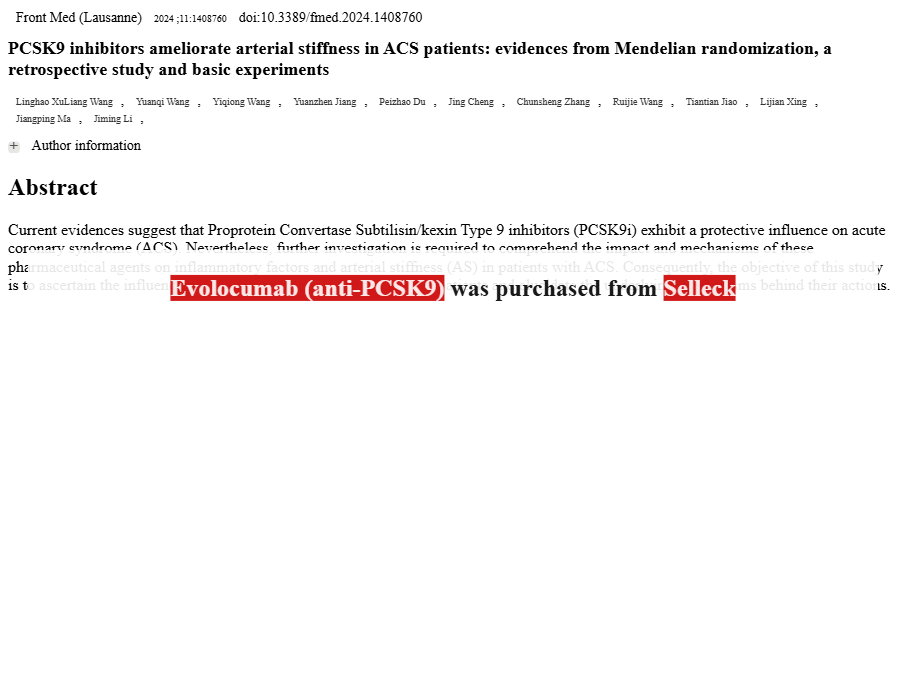 PCSK9 antagonist | PCSK9 inhibitor | PCSK9 agonist | PCSK9 activator