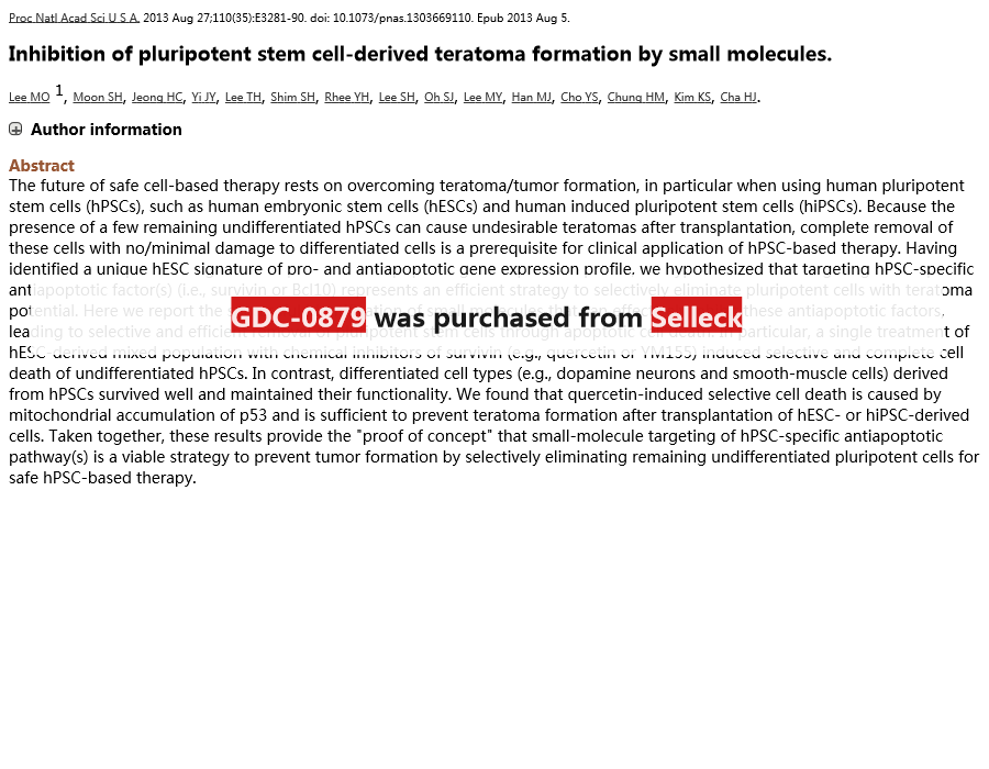 GDC-0879 | ≥99%(HPLC) | Selleck | Raf inhibitor QCFile