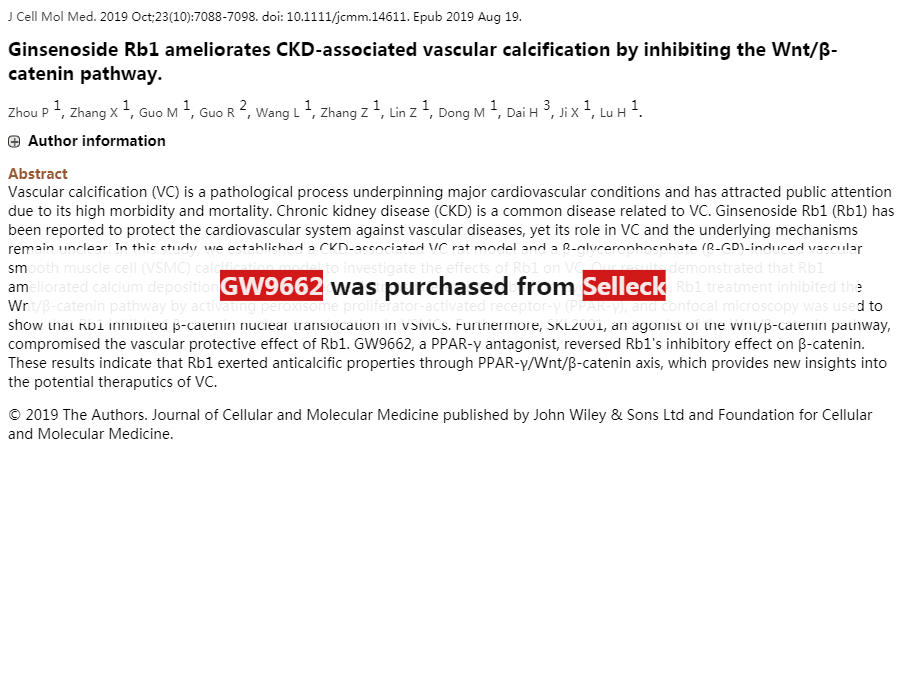 GW9662 | ≥99%(HPLC) | Selleck | PPAR antagonist