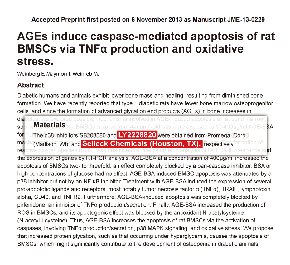 Ralimetinib (LY2228820) dimesylate | ≥99%(HPLC) | Selleck | p38 MAPK ...