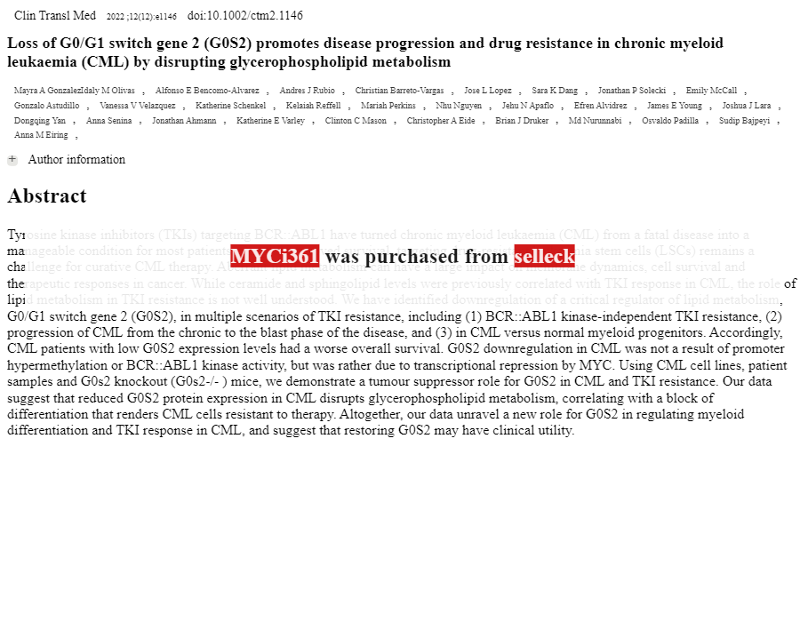 Myc antagonist | Myc inhibitor | Myc agonist | Myc activator