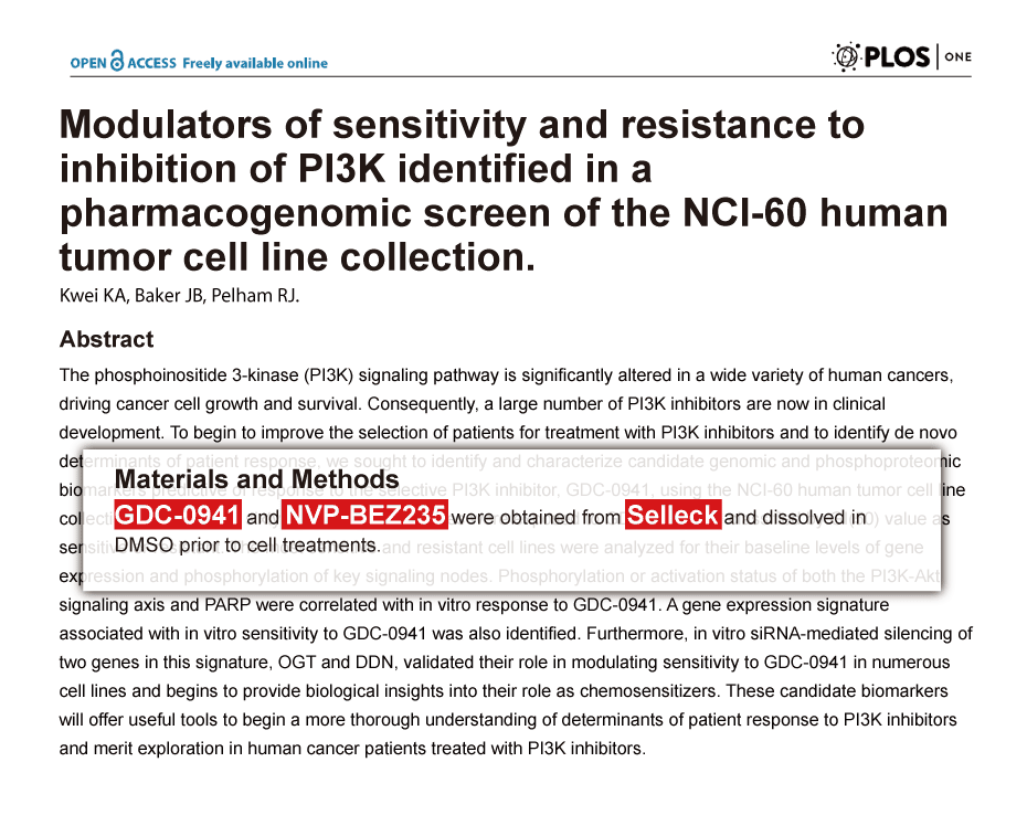 Pictilisib (GDC-0941) | ≥99%(HPLC) | Selleck | PI3K inhibitor QCFile