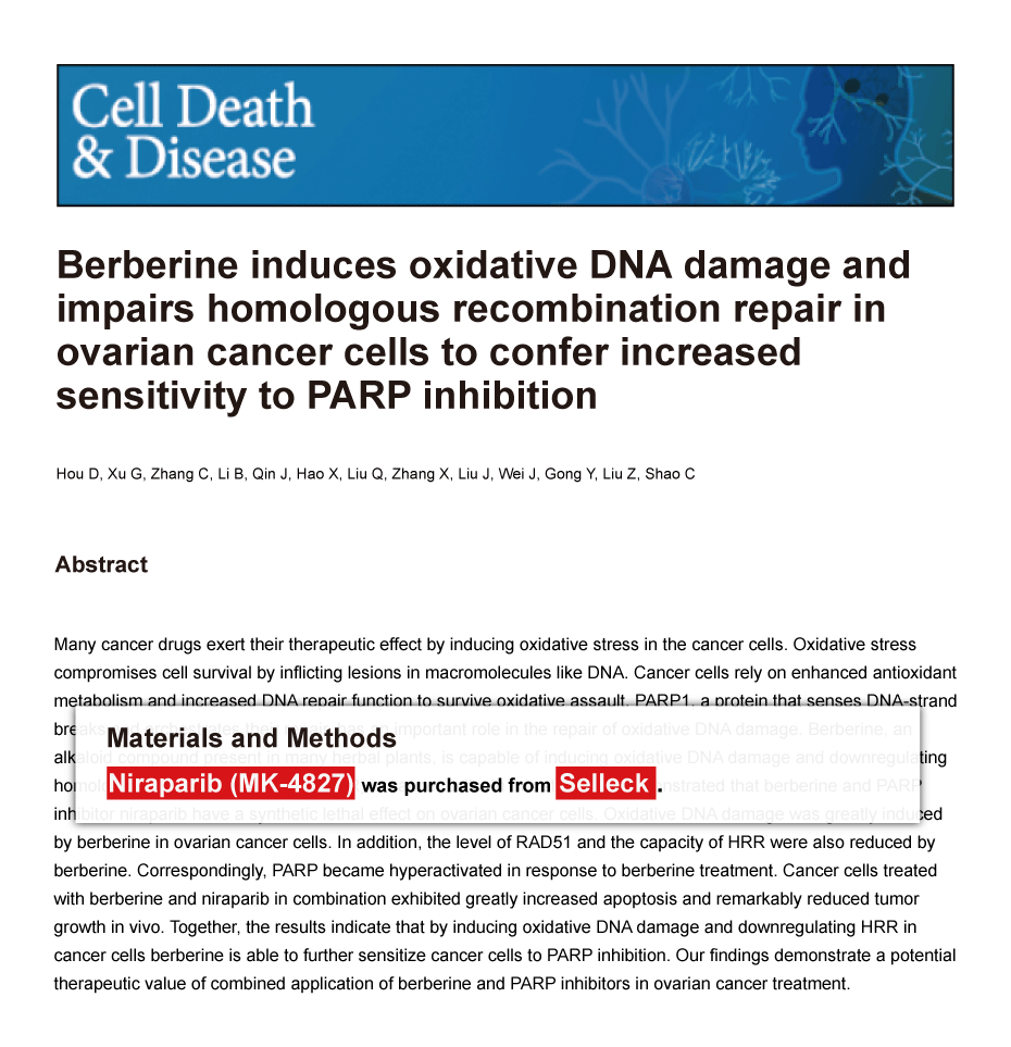 Niraparib (MK-4827) | PARP inhibitor | Read Reviews & Product Use Citations