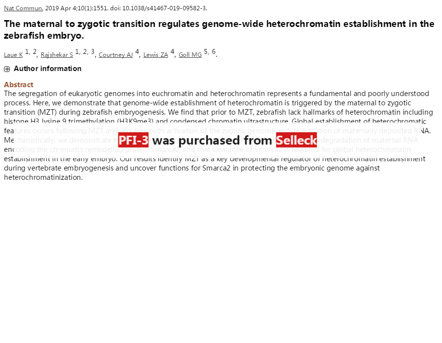 PFI-3 | ≥99%(HPLC) | Selleck | Epigenetic Reader Domain inhibitor