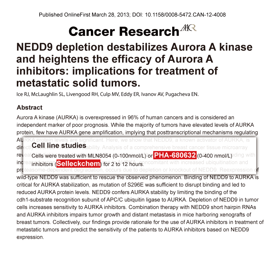 PHA-680632 | ≥99%(HPLC) | Selleck | Aurora Kinase inhibitor