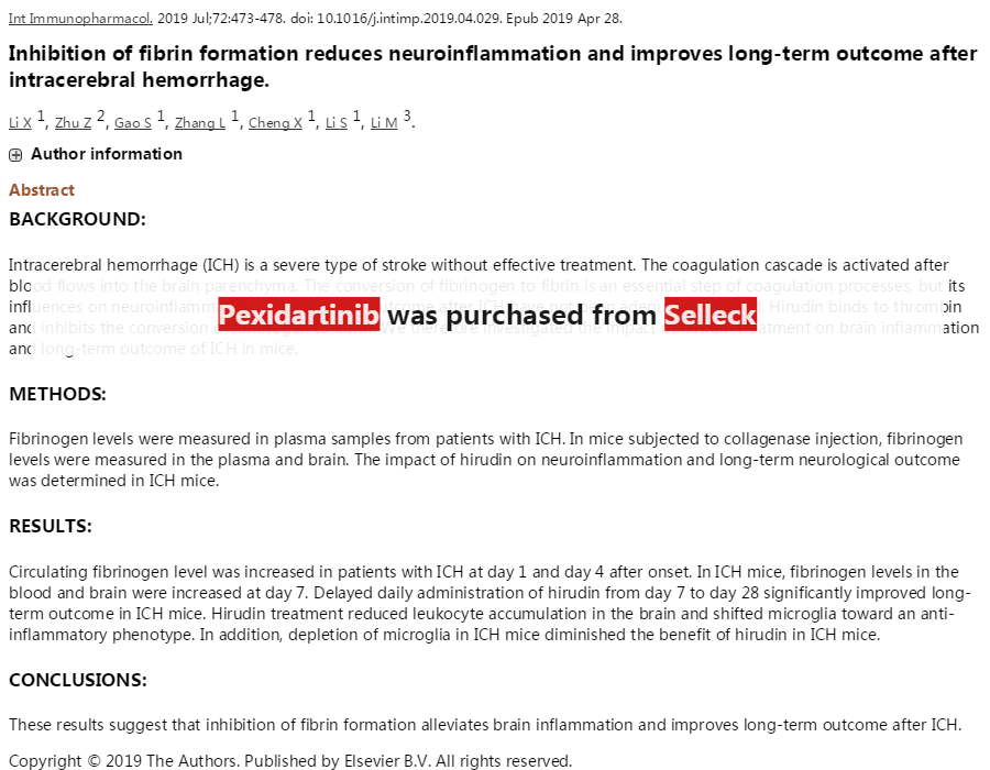 Pexidartinib (PLX3397) | ≥99%(HPLC) | Selleck | CSF-1R inhibitor QCFile