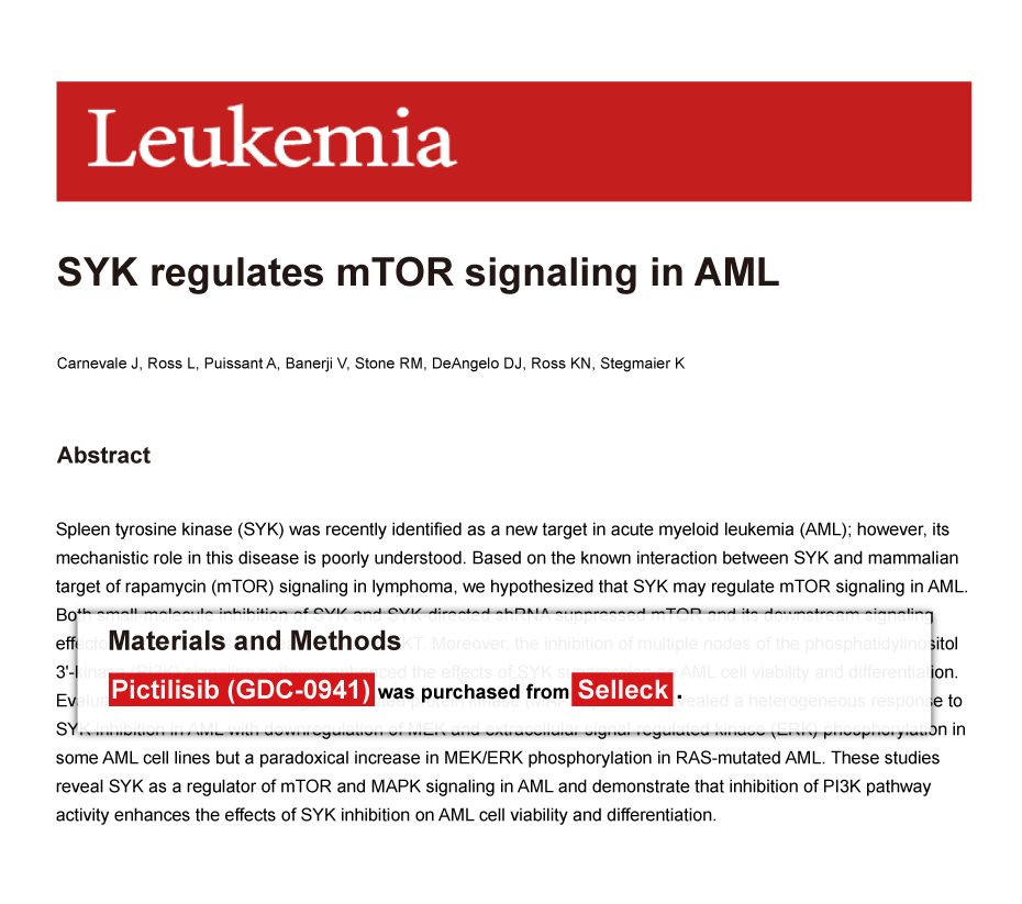 Pictilisib (GDC-0941) | PI3K inhibitor | Read Reviews & Product Use ...