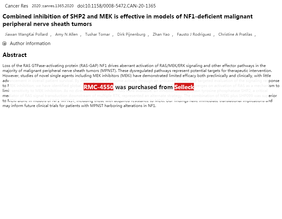 RMC-4550 | ≥99%(HPLC) | Selleck | phosphatase inhibitor