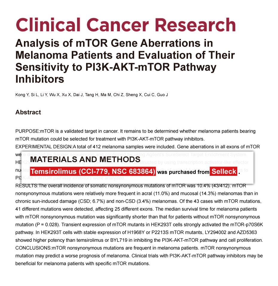 Temsirolimus (CCI-779, NSC 683864) | Licensed by Pfizer | mTOR inhibitor