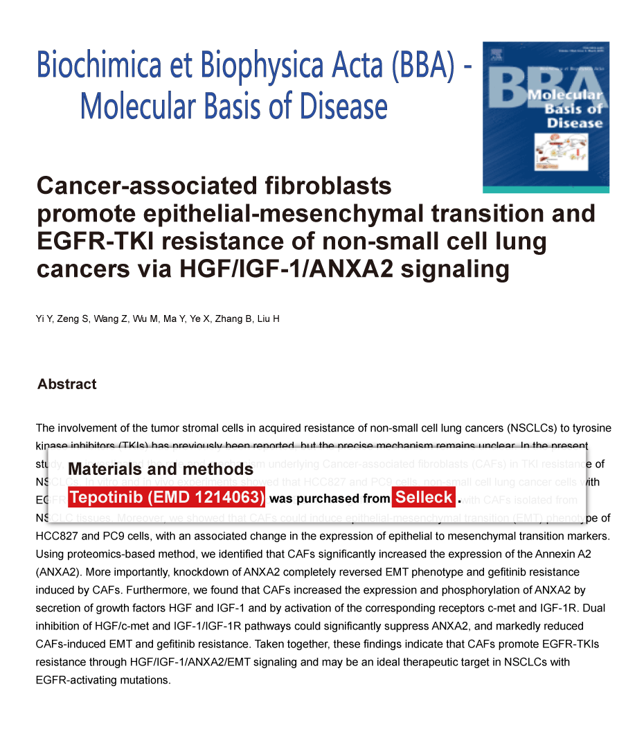 Tepotinib (EMD 1214063) | ≥99%(HPLC) | Selleck | c-Met inhibitor