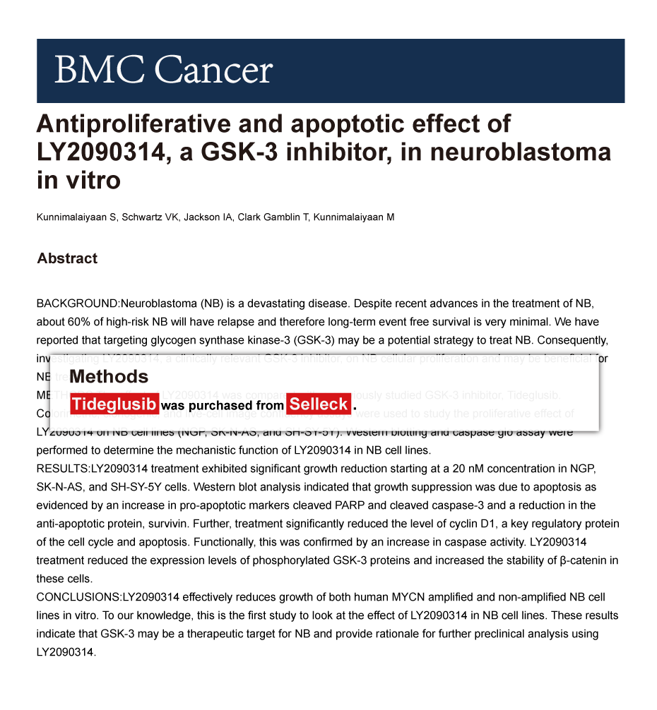 Tideglusib | GSK-3 inhibitor | Read Reviews & Product Use Citations