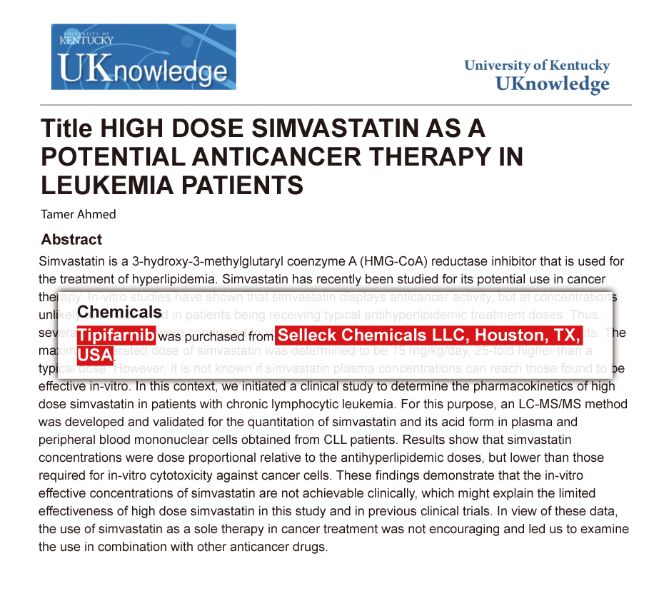 Tipifarnib (R115777) | ≥99%(HPLC) | Selleck | FTase inhibitor QCFile