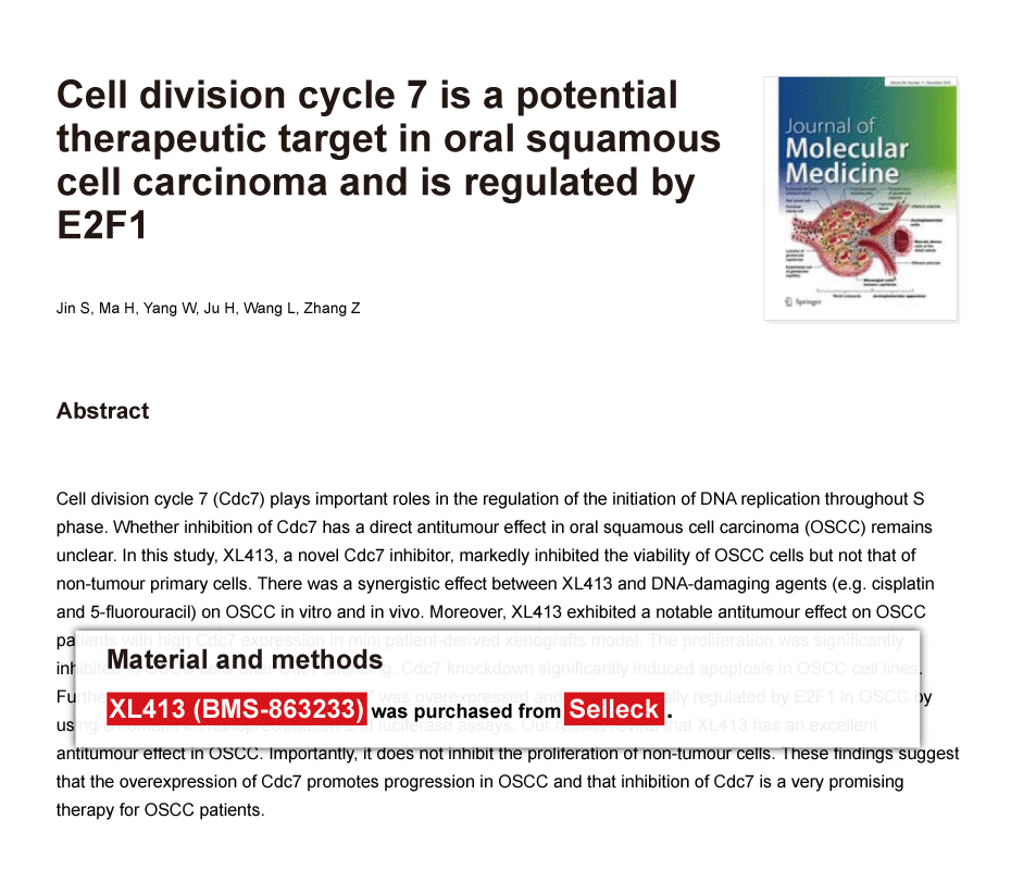 XL413 (BMS-863233) | CDK inhibitor | Read Reviews & Product Use Citations