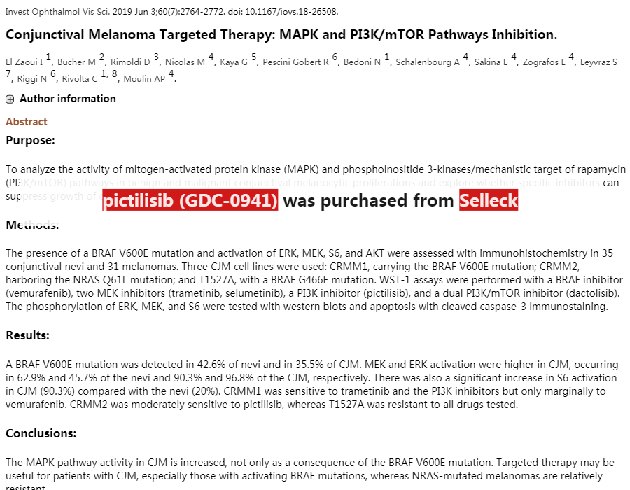 Pictilisib (GDC-0941) | ≥99%(HPLC) | Selleck | PI3K inhibitor QCFile